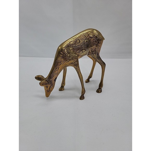 Other | Vintage Brass Deer Spotted Doe Mid Century Modern Figurine 5 ...